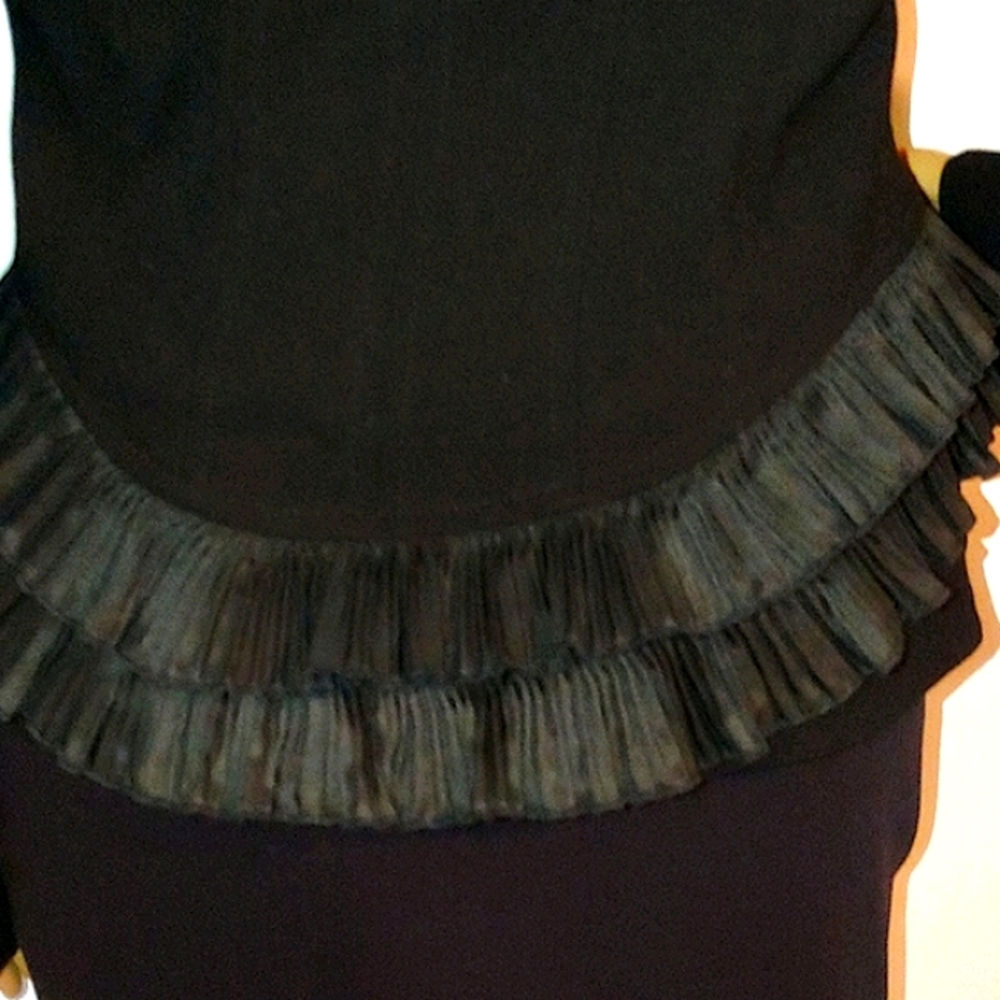 Rare Escada 10 Black Wool Silk Pleated Peplum Pencil … - Gem